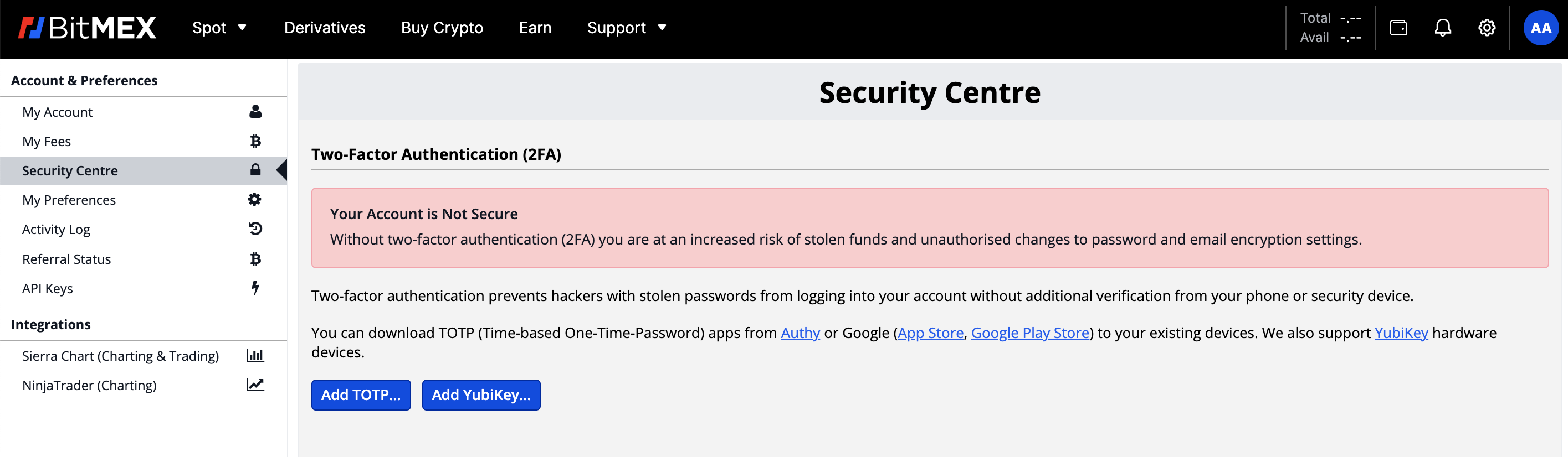如何启用 2FA？ – BitMEX